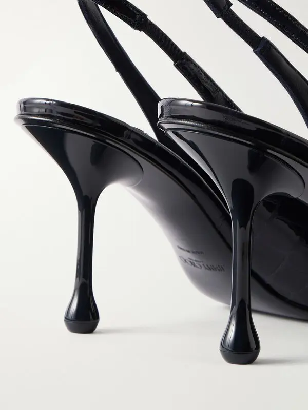JIMMY CHOO Isa 80 Croc-effect Leather Slingback Pumps