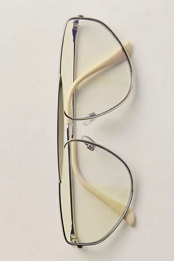 Free People Linden Aviator Blue Light Eyeglasses - Silver
