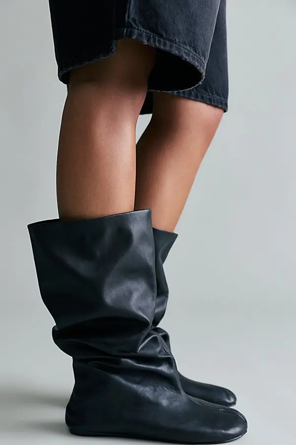 Jeffrey Campbell Off Script Slouch Boots - Black Leather