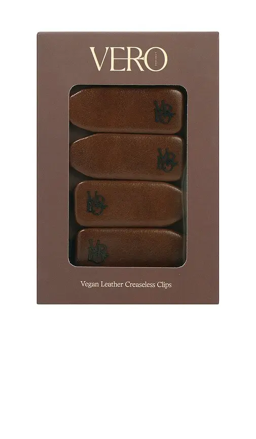 VERO LINEAGE Faux Leather Creaseless Clips 4 Pack - Brown
