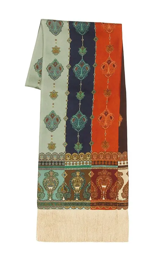 Zimmermann Printed Silk Fringe Neck Scarf - Brown