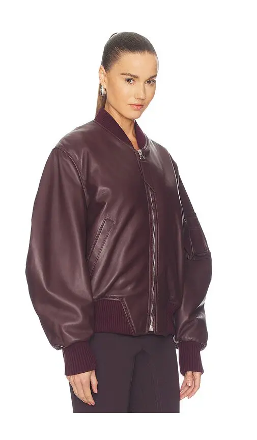 Attico Leather Bomber Jacket In . Also