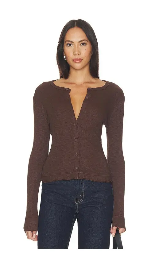 BOBI Ruffle Cardigan - Brown