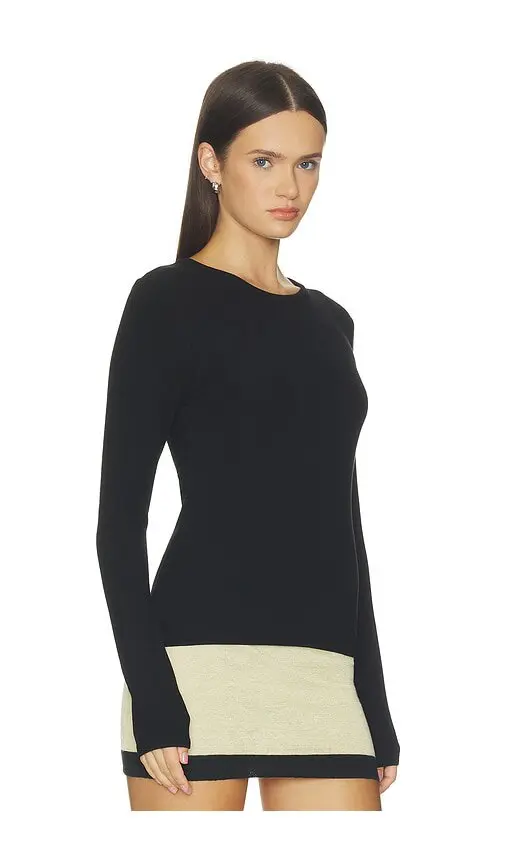 ELODIE THE LABEL Noir Lace Back Ribbed Top In . Also