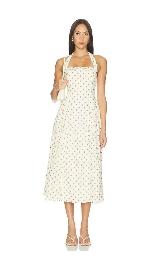 Astr The Label Marianna Polka Dot Midi Dress - Cream