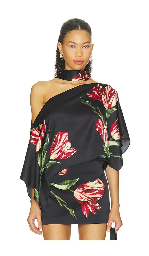 Alice + Olivia Rita Ots Draped Cropped Top With Scarf In . Also - Multi