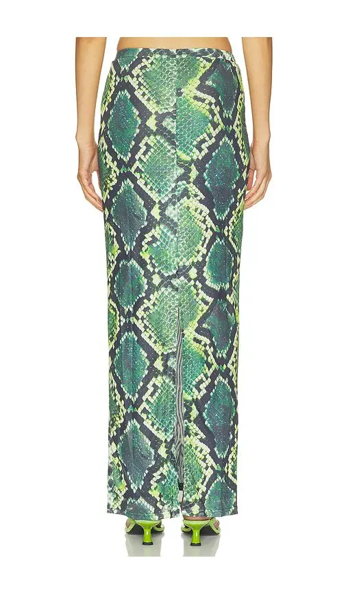 BY.DYLN Maddox Printed Jersey Maxi Skirt - Green