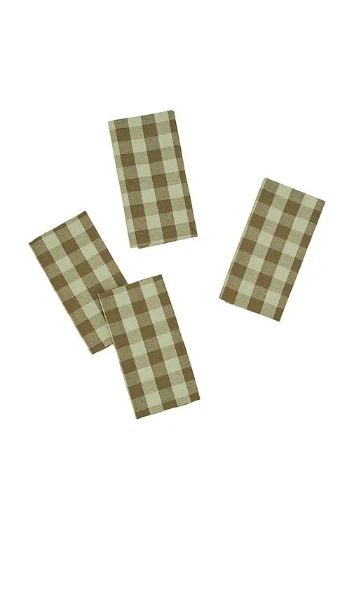 HAWKINS NEW YORK Essential Gingham Dinner Napkins Set Of 4 - Green