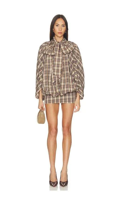 Prabal Gurung Tie-neck Short Cocoon Mini Dress In . Also