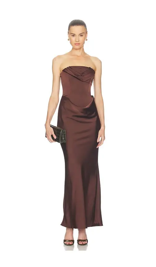 ROTATE BY BIRGER CHRISTENSEN Corsage Long Dress In . Also - Brown
