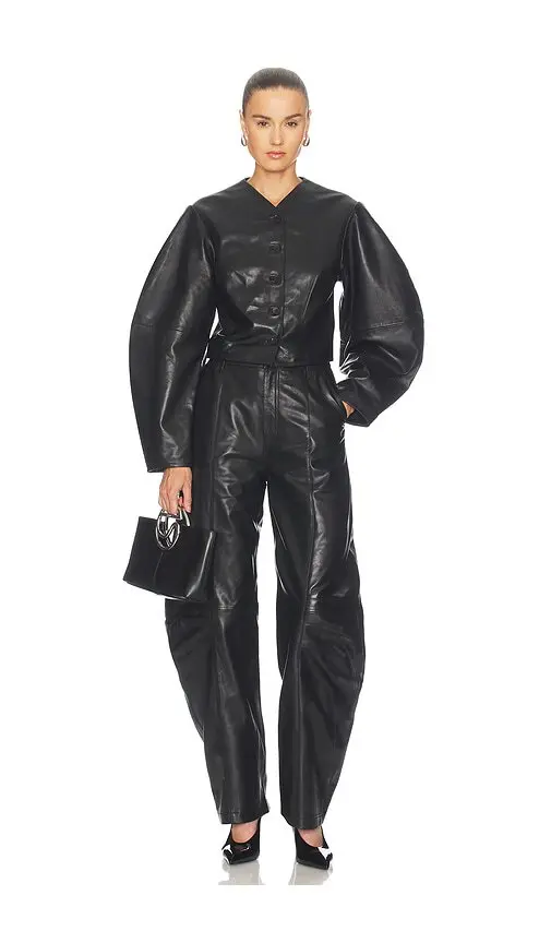 ROTATE BY BIRGER CHRISTENSEN Fitted Leather Jacket In . Also