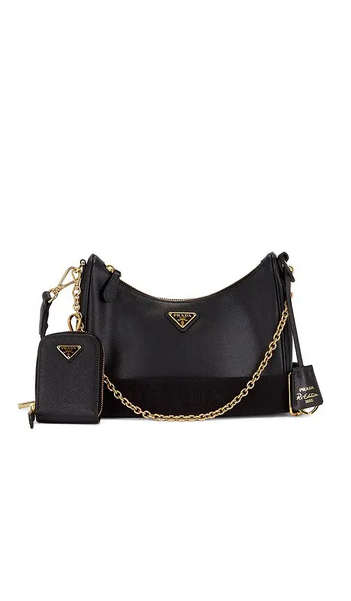 FWRD RENEW Prada Saffiano Re-edition 2005 Shoulder Bag - Black