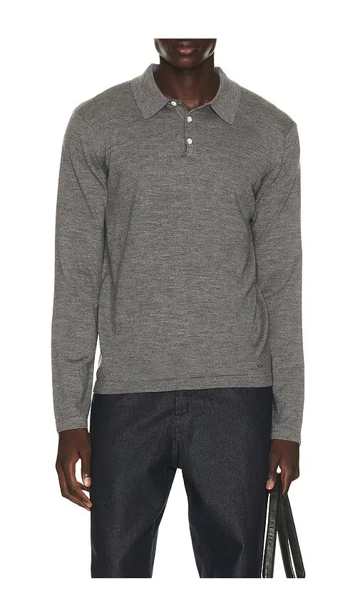 Simkhai Reynolds Long Sleeve Polo In . Also - Grey