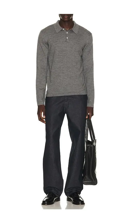 Simkhai Reynolds Long Sleeve Polo In . Also - Grey