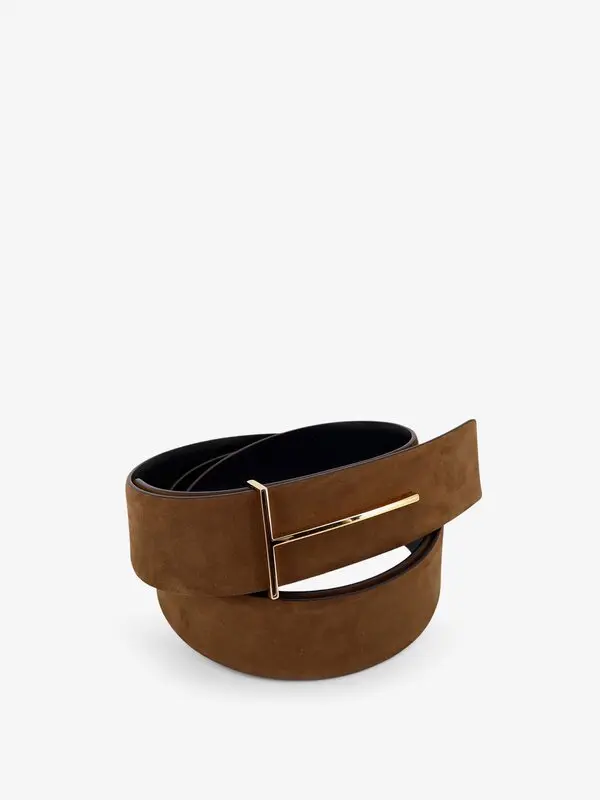 TOM FORD Suede Belt With Metal Buckle