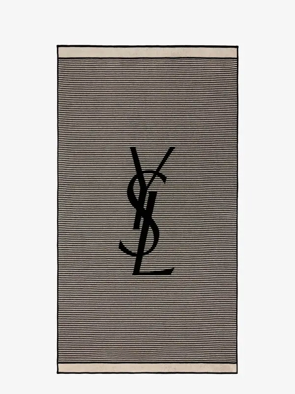 Saint Laurent Certified Cotton Striped Beach Towel - Black