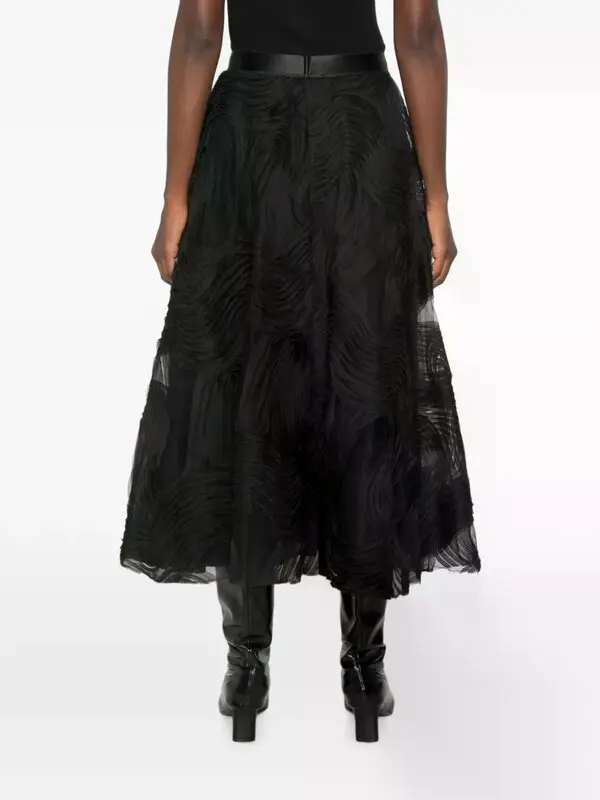 NISSA Textured Flared Midi Skirt