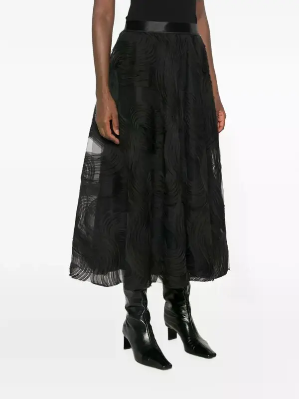 NISSA Textured Flared Midi Skirt