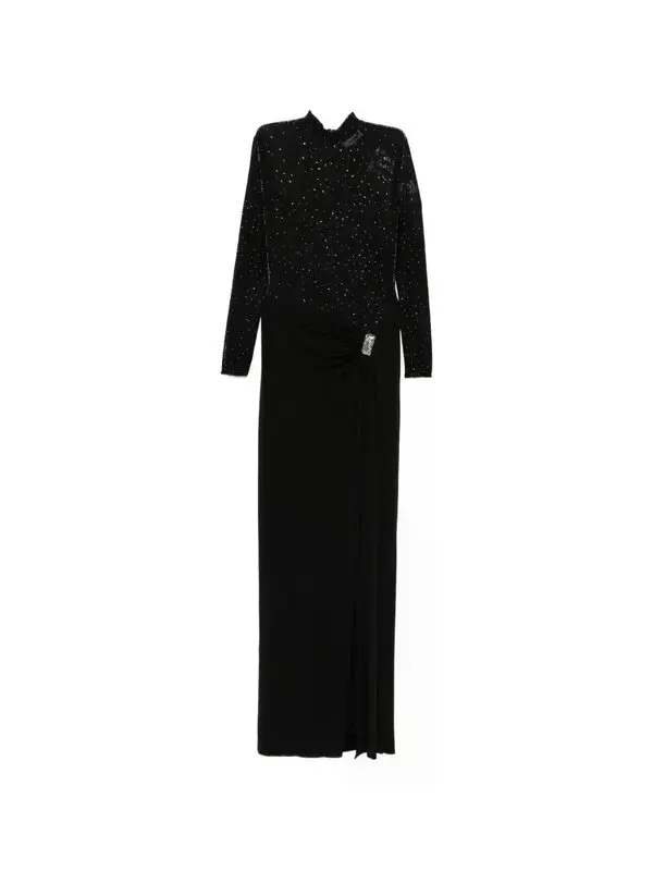 NISSA Crystal-embellished Ruched Maxi Dress