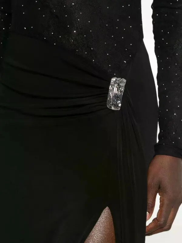 NISSA Crystal-embellished Ruched Maxi Dress