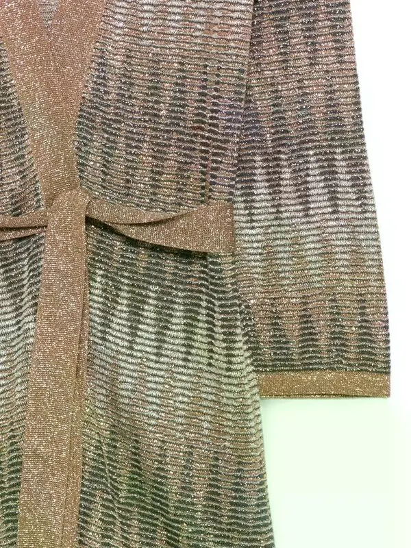 D.exterior Geometric-pattern Belted Cardigan