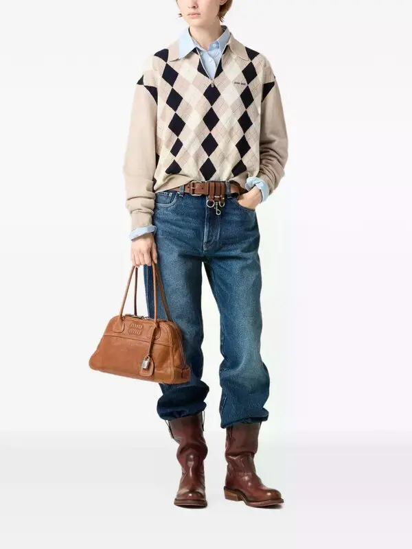 Miu Miu Boyfriend Fit Jeans With Sandblasted Detailing - Blue
