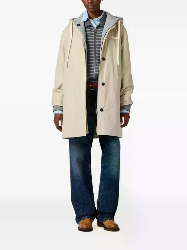 Miu Miu Single-breasted Panama Cotton And Fleece Caban Jacket - Neutrals