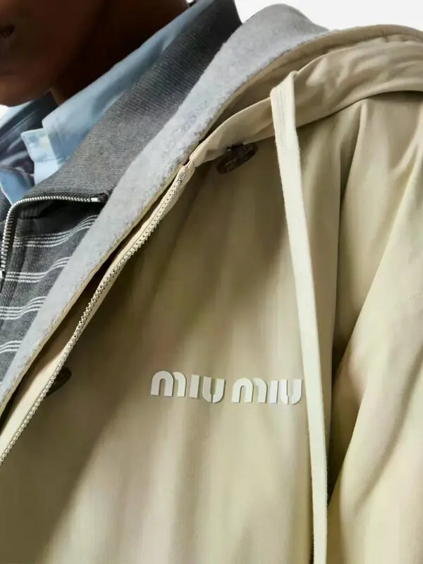 Miu Miu Single-breasted Panama Cotton And Fleece Caban Jacket