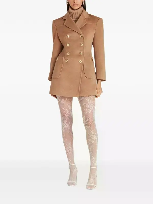 VIOLANTE NESSI Double-breasted Padded-shoulder Camel Hair Coat