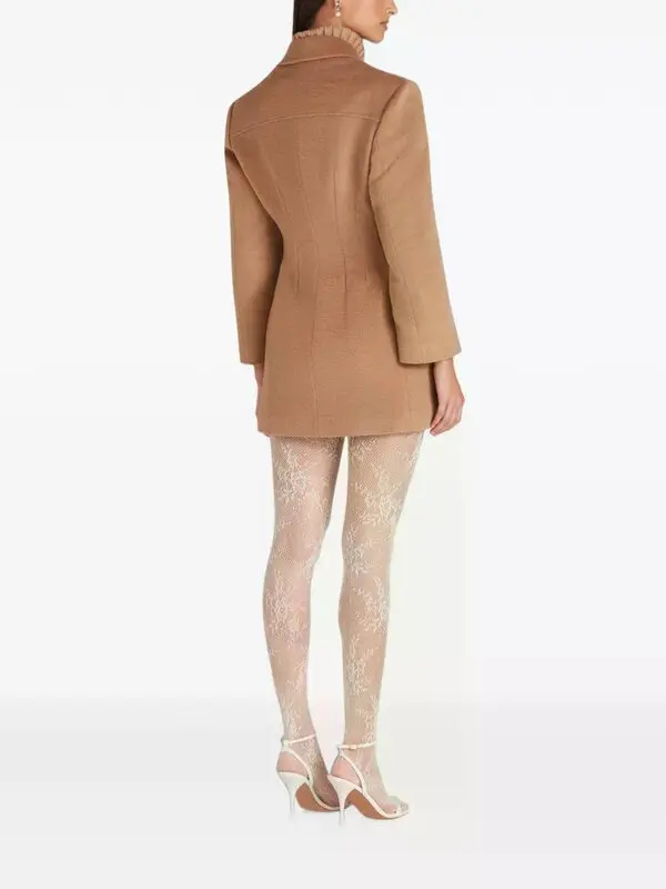 VIOLANTE NESSI Double-breasted Padded-shoulder Camel Hair Coat