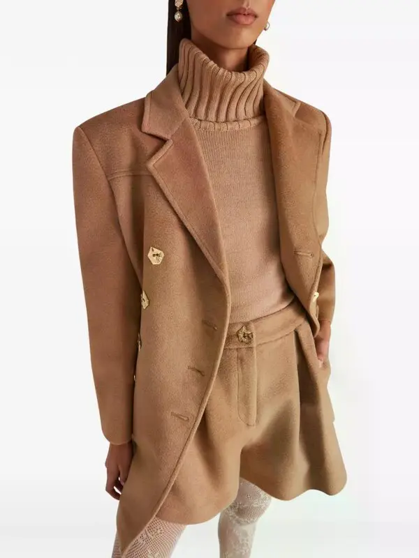 VIOLANTE NESSI Double-breasted Padded-shoulder Camel Hair Coat