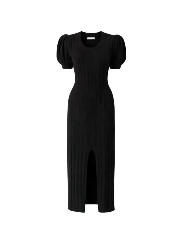 VIOLANTE NESSI Ribbed Puff-sleeve Midi Dress
