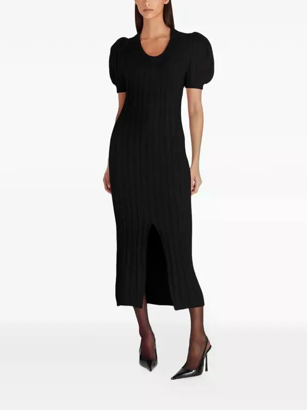 VIOLANTE NESSI Ribbed Puff-sleeve Midi Dress