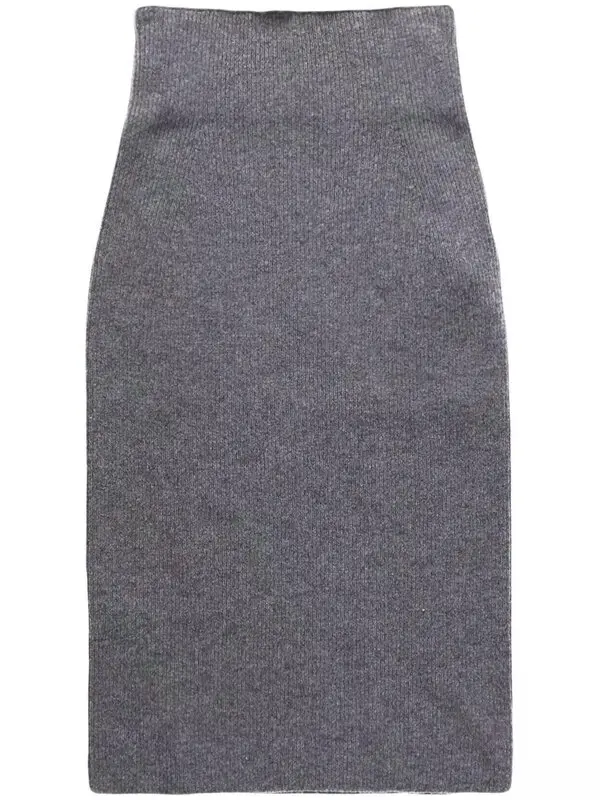 Stella McCartney Ribbed-knit Wool-blend Skirt - Grey