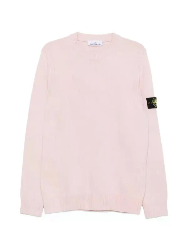 Stone Island Logo-patch Crew Neck Sweater - Pink