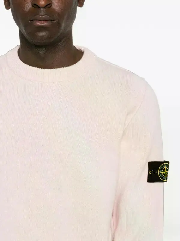 Stone Island Logo-patch Crew Neck Sweater - Pink