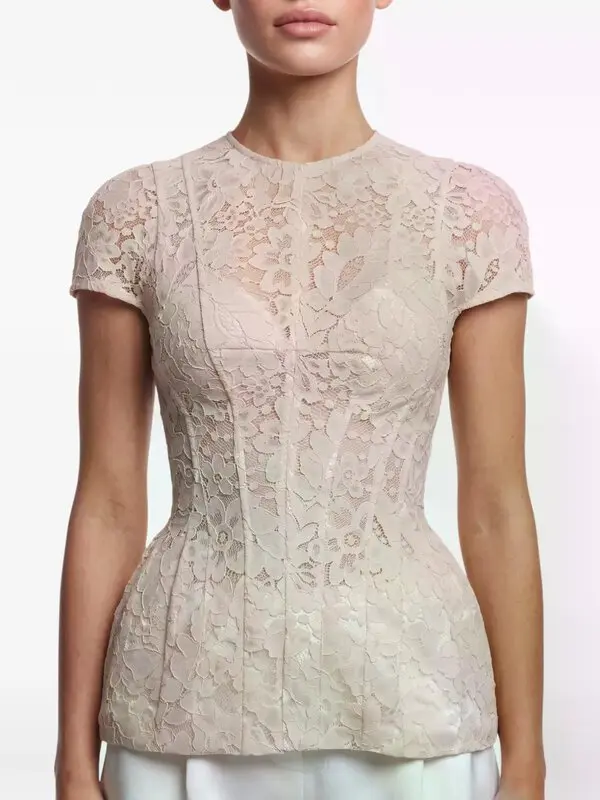 POST MERIDIEM Floral-lace Panelled Top