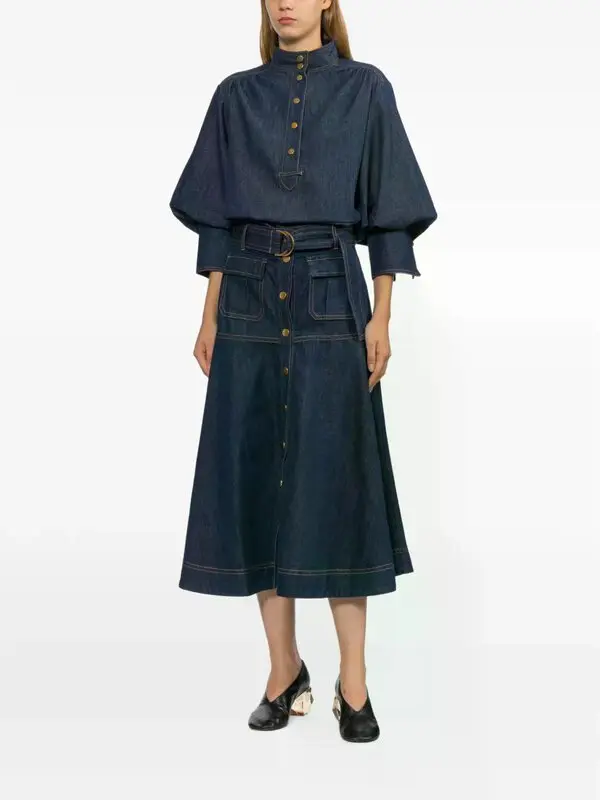 Zimmermann Belted Button-front Skirt