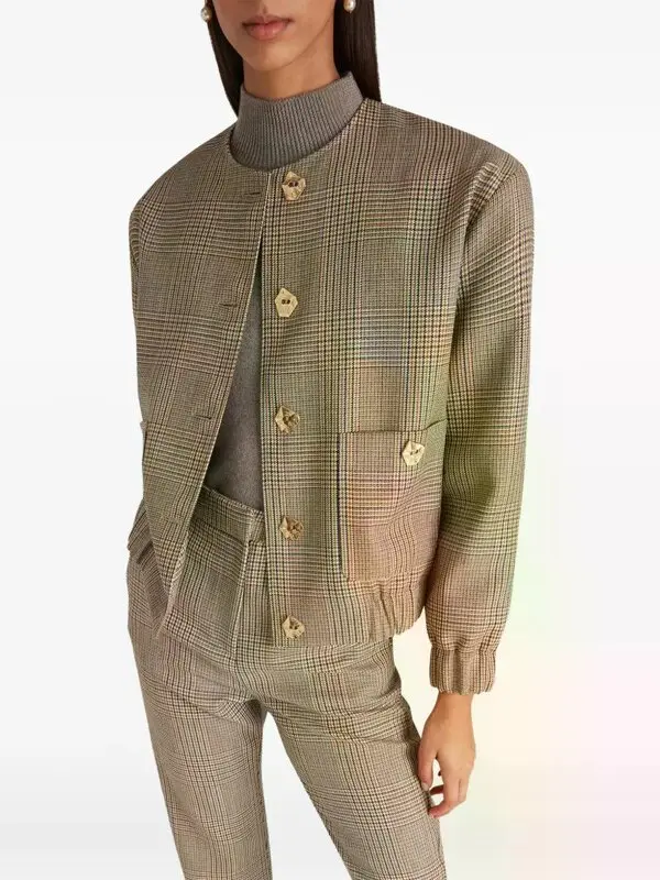 VIOLANTE NESSI Houndstooth-pattern Wool Bomber Jacket