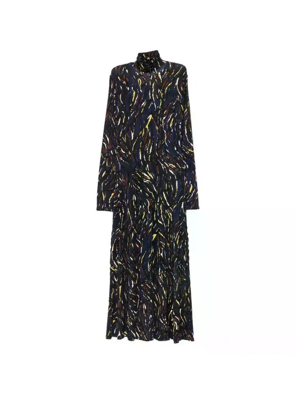 Proenza Schouler White Label Abstract Print High Neck Maxi Dress - Blue