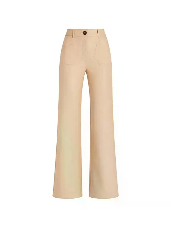 VIOLANTE NESSI Beige Wool Flared Trousers - Neutrals