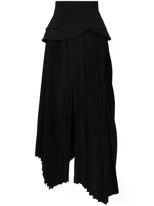 A.W.A.K.E. Mode Pleated Asymmetric Maxi Skirt