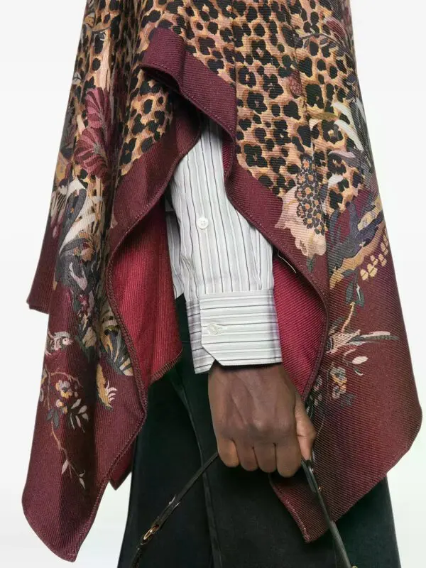 Etro Leopard-print Floral-pattern Poncho
