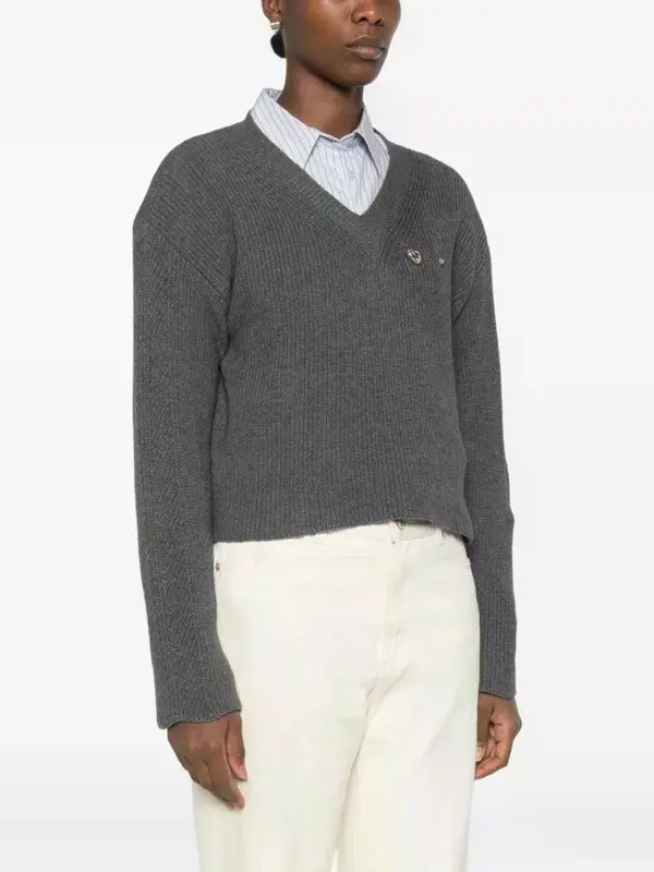 TWINSET Ribbed Knit V-neck Sweater