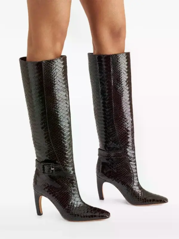 MALONE SOULIERS Raven Snake-effect Leather Boots