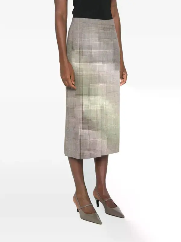 TWINSET Check-pattern Midi Pencil Skirt