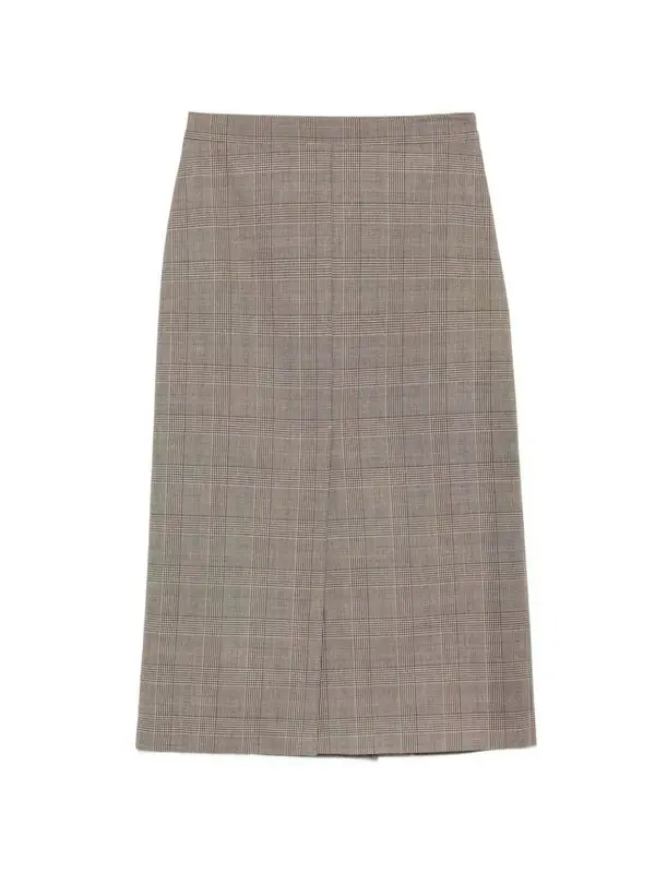 TWINSET Beige Check Pattern Midi Pencil Skirt - Neutrals
