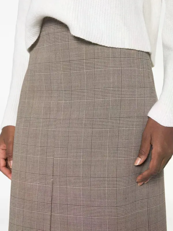 TWINSET Beige Check Pattern Midi Pencil Skirt