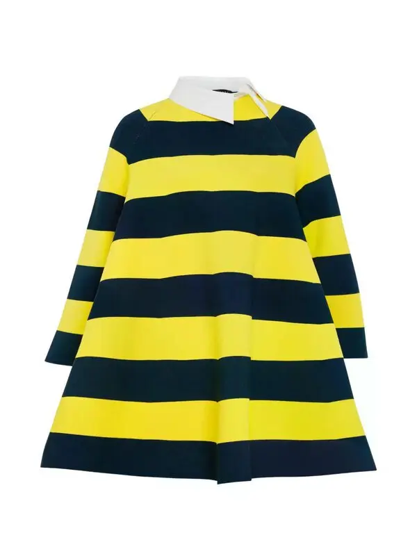 A.W.A.K.E. Mode Striped Asymmetric-collar Mini Dress