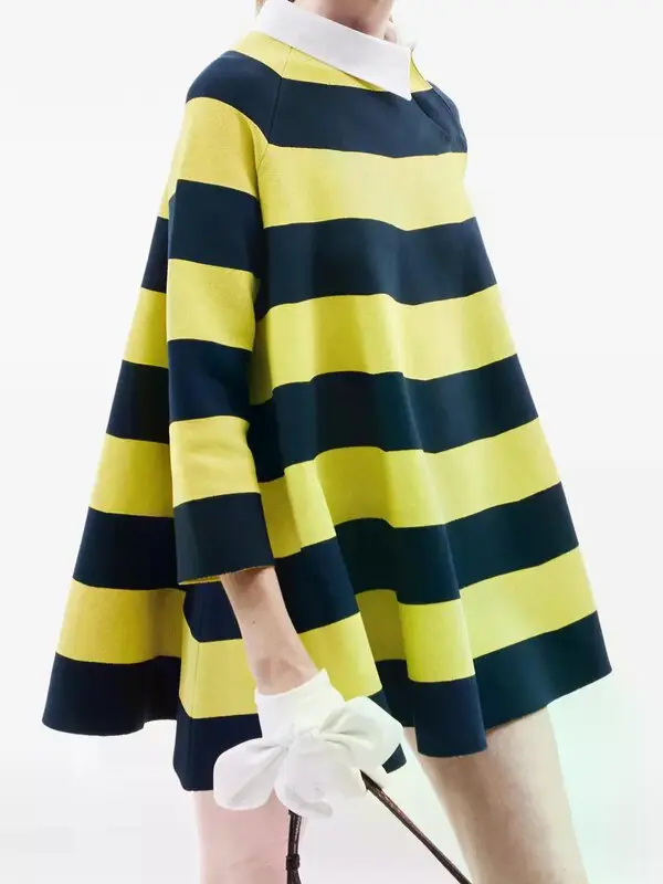 A.W.A.K.E. Mode Striped Asymmetric-collar Mini Dress